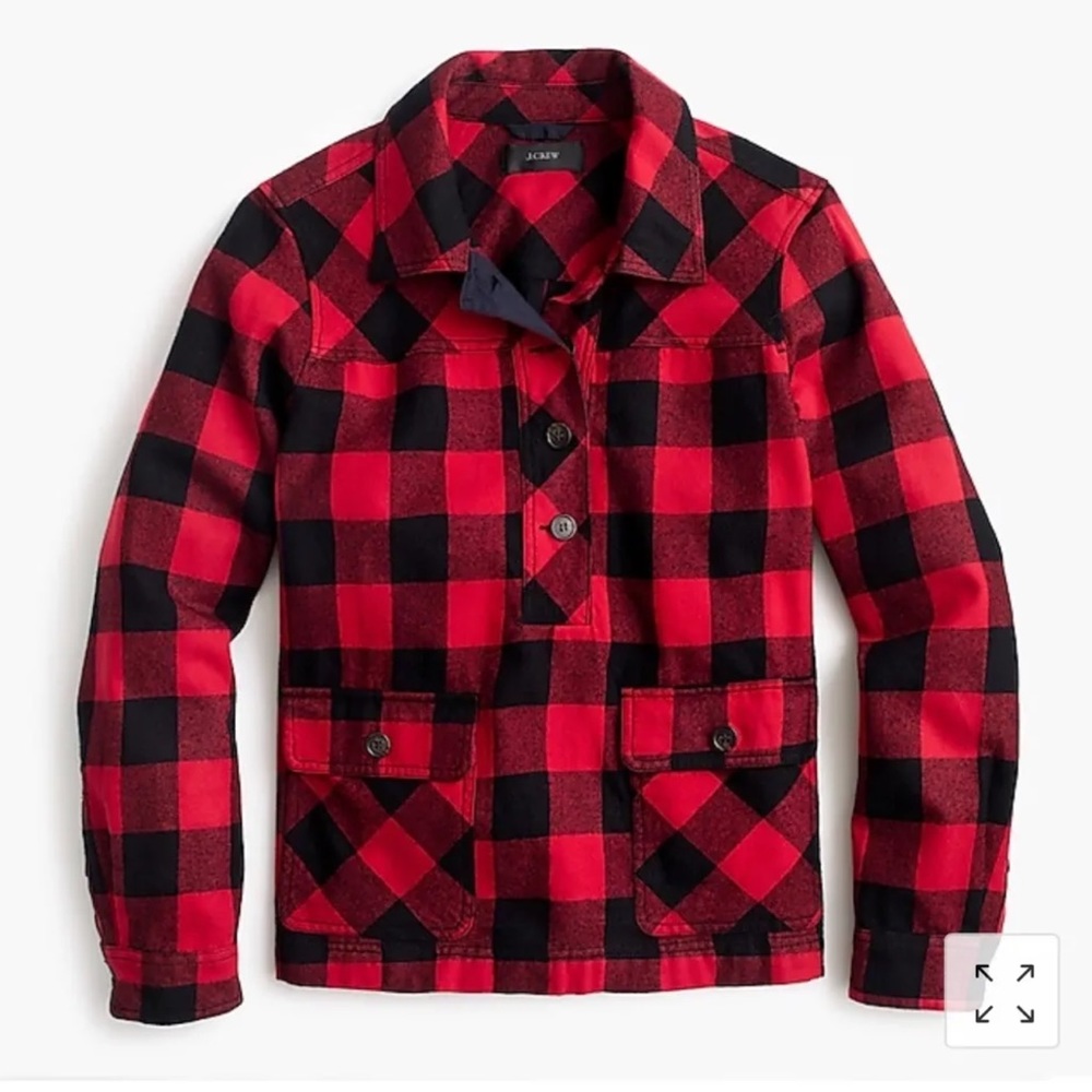 Jcrew Wool Buffalo Check Plaid Half Button Up Pullove… - Gem